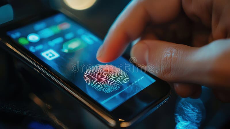 Fingerprint Scanner on Smartphone Stock Illustration - Illustration of ...