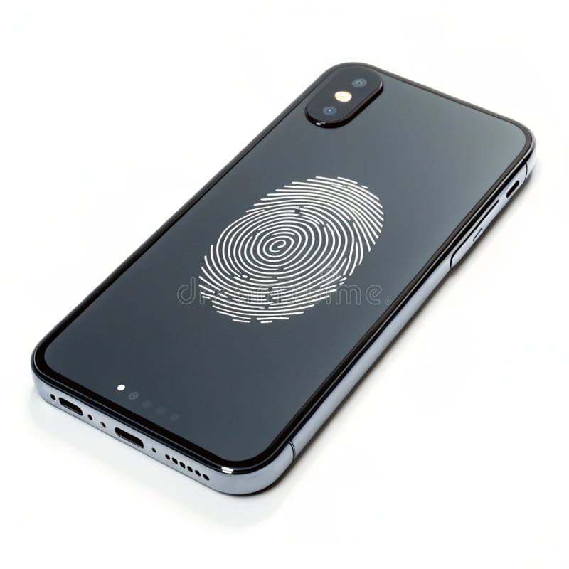Fingerprint Scanner on Smartphone Isolated on White Stock Illustration ...