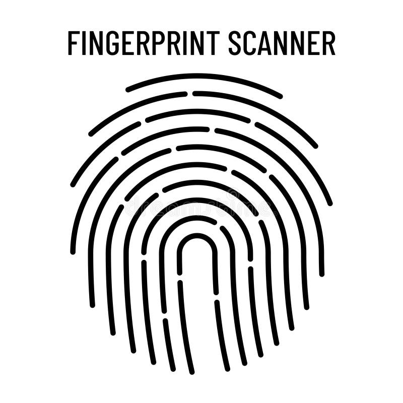 Fingerprint Scanner Vector Outline Icon. Single Thumbprint Hand Sign ...