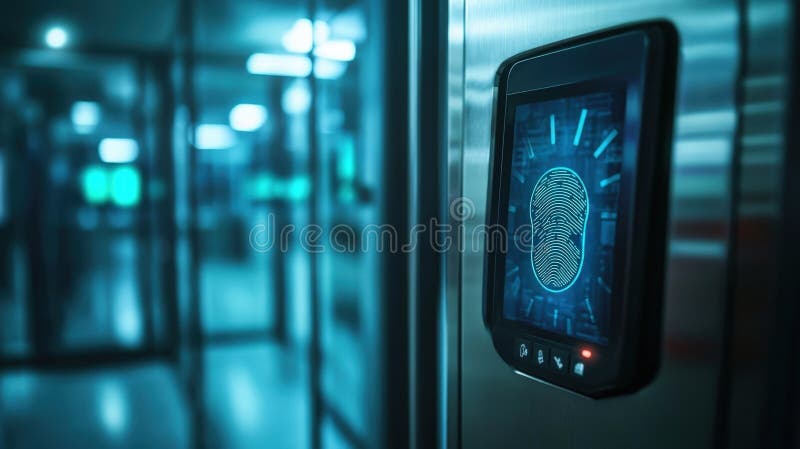 Fingerprint Scanner Verifying Identity in Secure Area with Futuristic ...