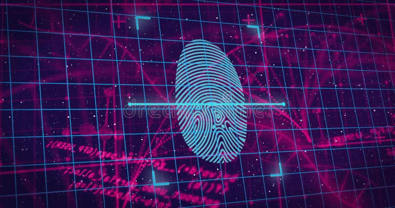 Fingerprint Scanning Animation Over Digital Grid with Binary Code and Data Stock Footage - Video ...