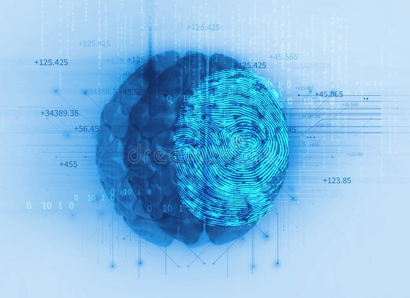 Fingerprint Scanning on Brain 3d Illustration Stock Illustration ...