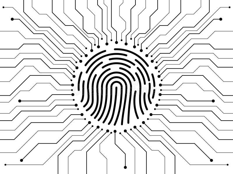 Fingerprint Scanning on Circuit Board. Biometrics Identification System ...