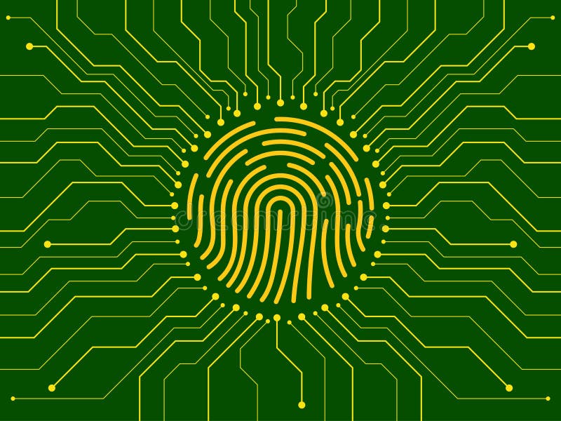 Fingerprint Scanning on Circuit Board. Biometrics Identification System ...