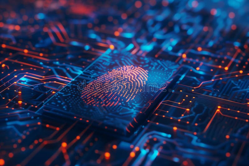 Fingerprint Scanning on a Circuit Board for Secure System Access Stock ...