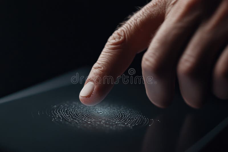 Fingerprint Scanning on Digital Device Stock Image - Image of ...