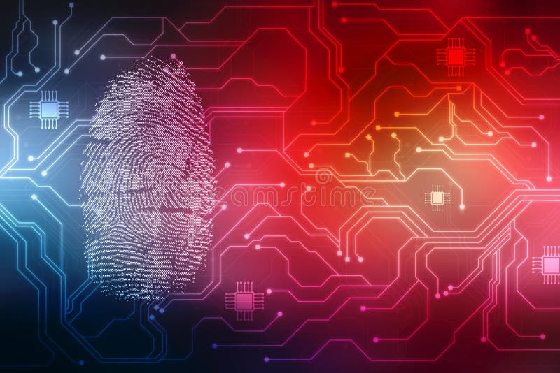 Fingerprint Scanning on Digital Screen, Security Background Stock ...