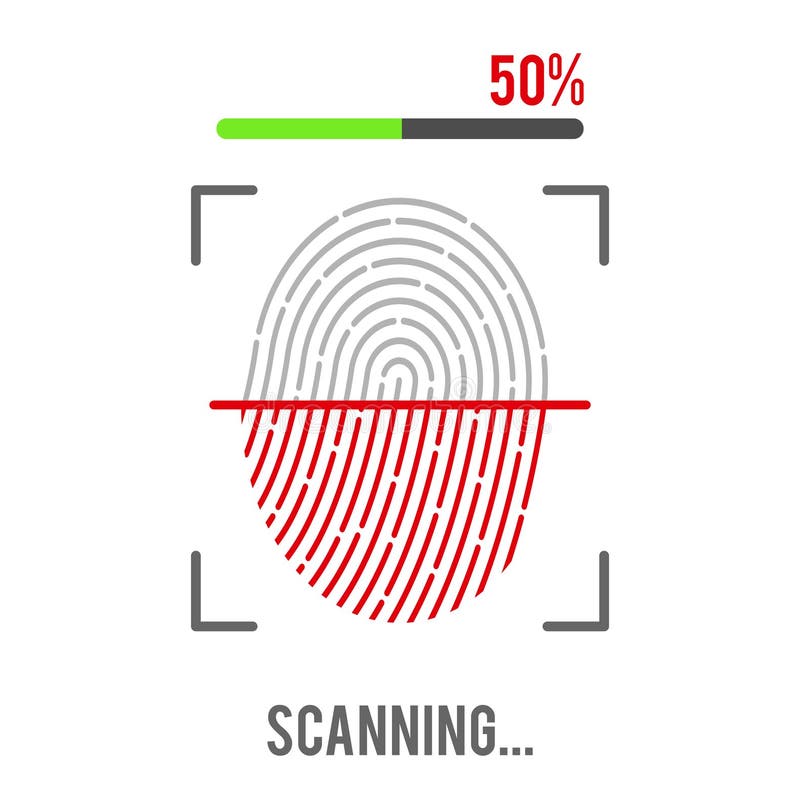 Fingerprint Scanning Icon on White Background. Biometric Authorization ...