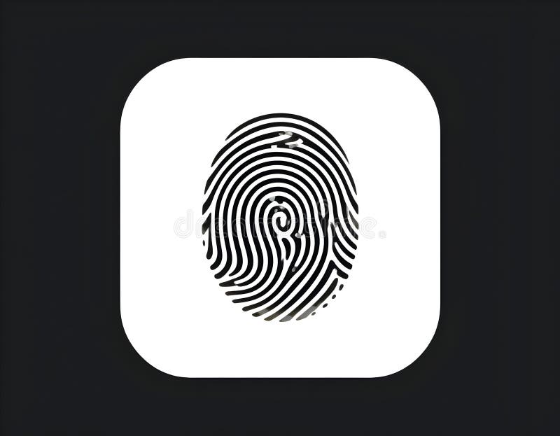 Fingerprint Scanning Icon on White Square Over Dark Background Stock ...