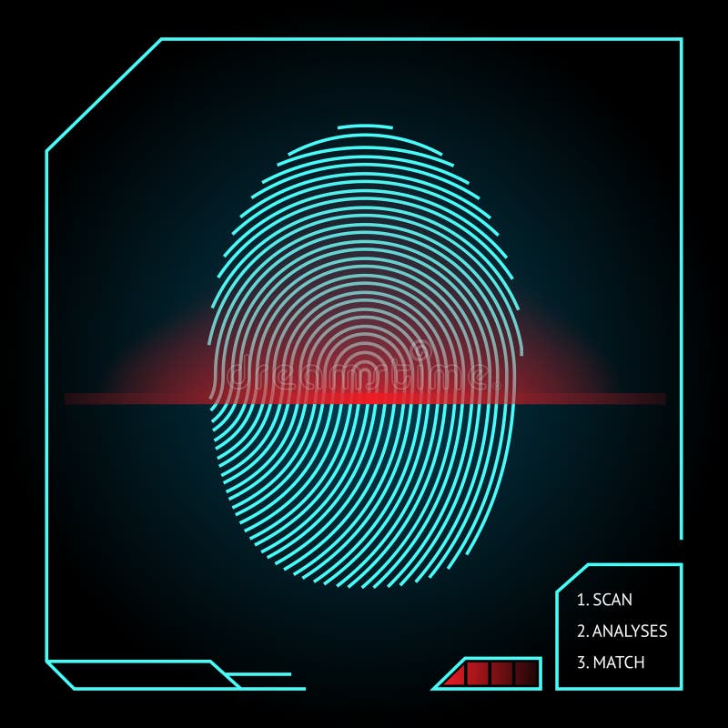 Fingerprint Scanning and Identification Stock Vector - Illustration of ...