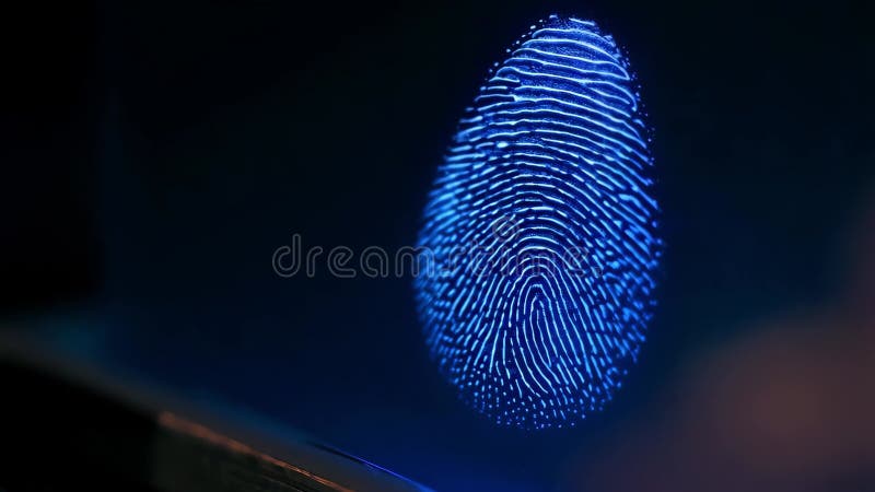 Fingerprint Scanning Process on Blue Background Stock Video - Video of ...