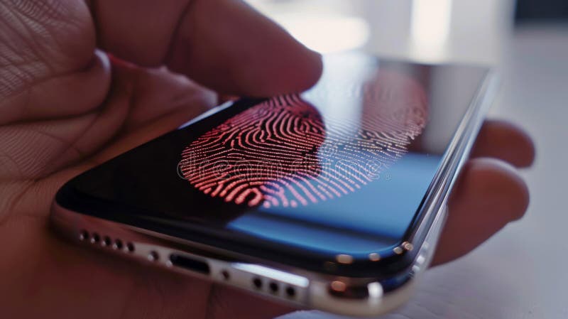 Fingerprint Scanning on Smartphone Screen Representing Technology ...