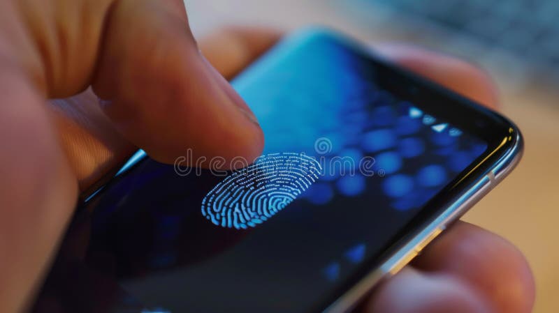 Fingerprint Scanning on Smartphone Screen Representing Technology ...