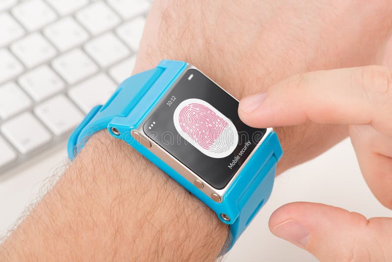 Fingerprint Scanning on Smartwatch Stock Photo - Image of gadget ...