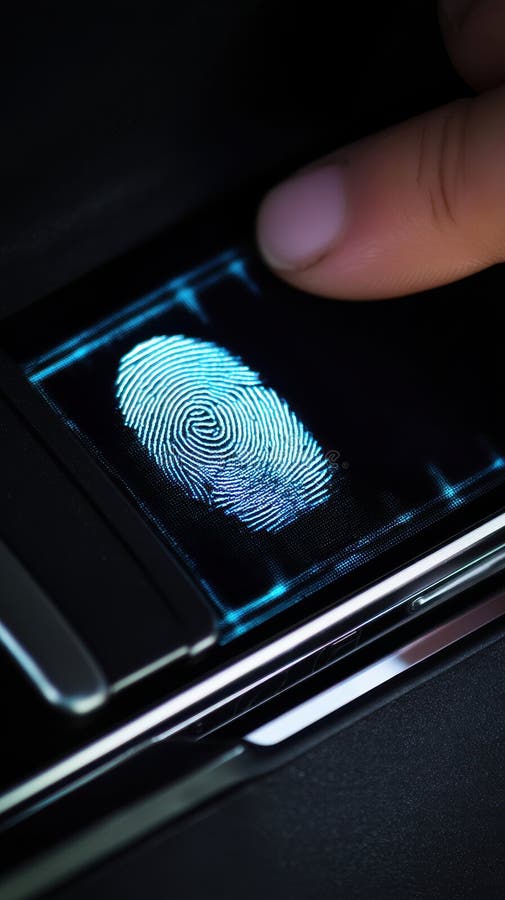 Fingerprint Scanning Technology Demonstration on Mobile Device Screen ...