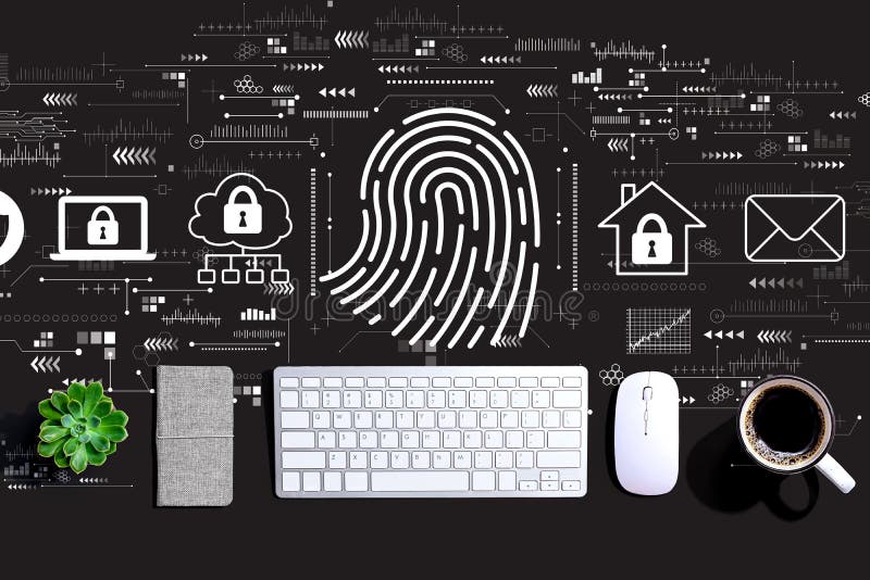 Fingerprint Scanning Theme with City Lights at Night Stock Image ...