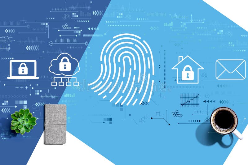 Fingerprint Scanning Theme with City Lights at Night Stock Image ...