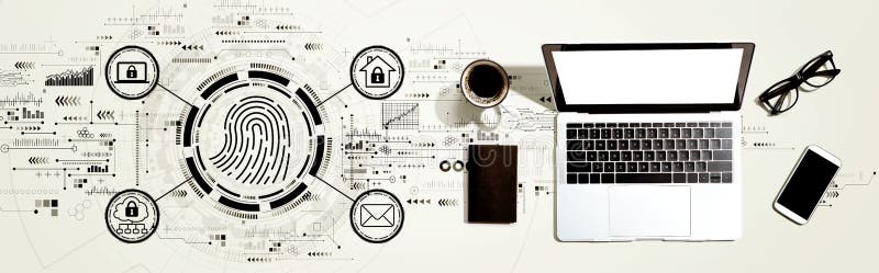 Fingerprint Scanning Theme with a Laptop Computer Stock Image - Image ...