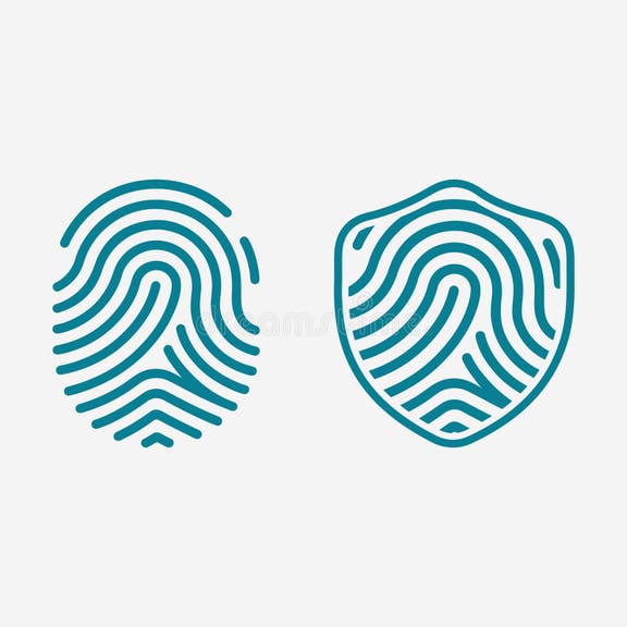 Fingerprint Security and Protection Icon Set, Fingerprint Patterns, and ...