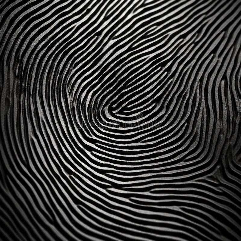 A Fingerprint is Shown on a Black Background, AI Stock Illustration ...
