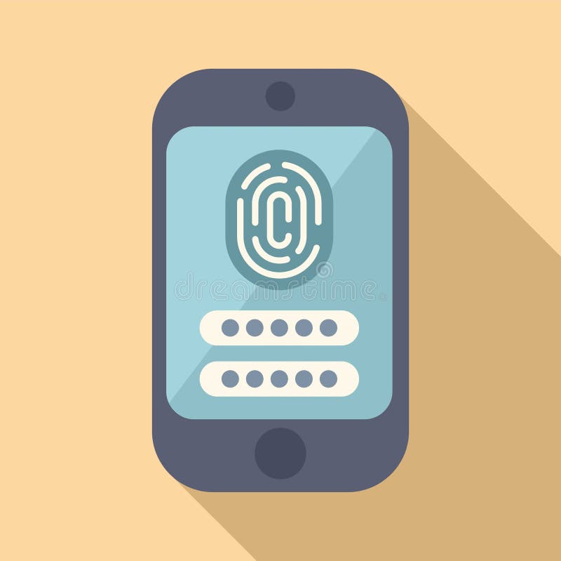 Fingerprint Smartphone Icon Flat Vector. Verify Step Process Stock ...