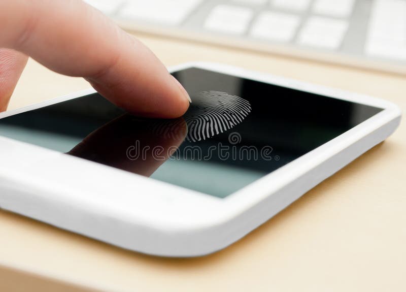 Fingerprint on Smartphone stock photo. Image of control - 88138666
