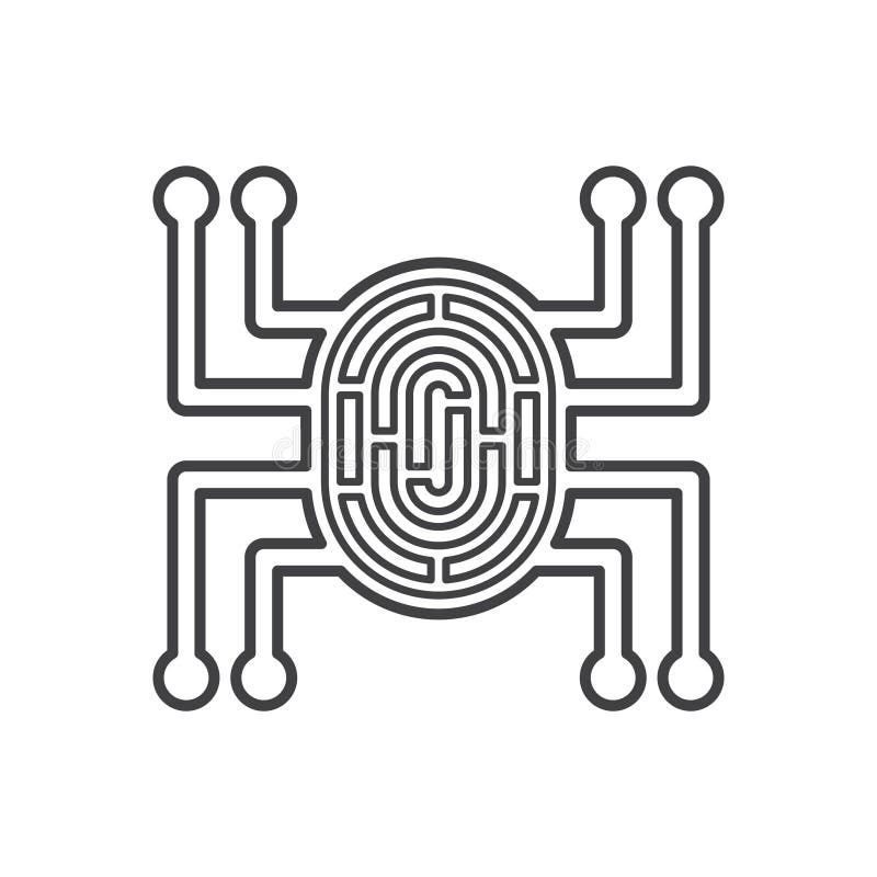 Fingerprint Technology Icon Stock Illustration - Illustration of chip ...