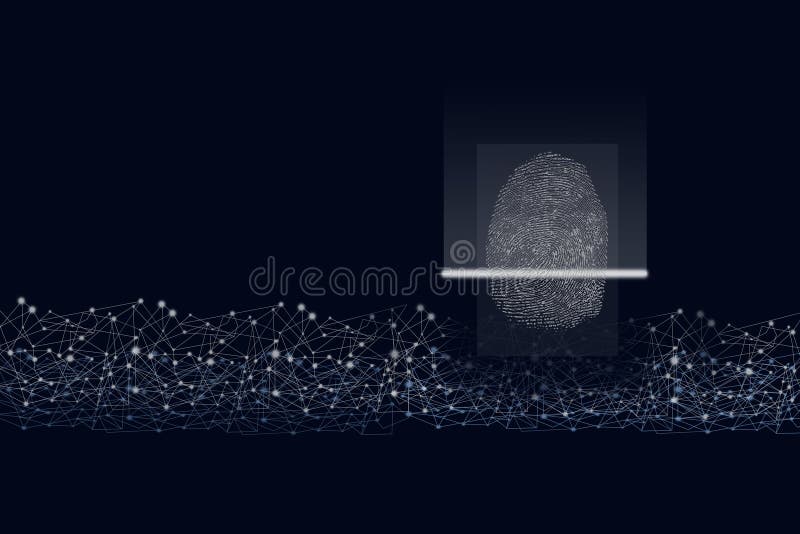 Fingerprint To Identify Personalon Dark Blue Background, Security ...
