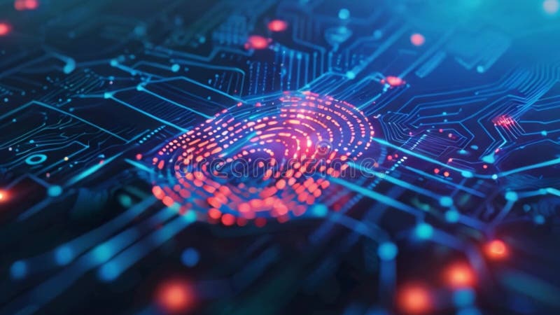 Fingerprint on Top of Computer Chip Stock Footage - Video of identity ...