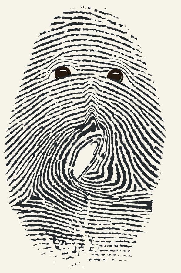 A Fingerprint is Turned into a Face Stock Illustration - Illustration ...