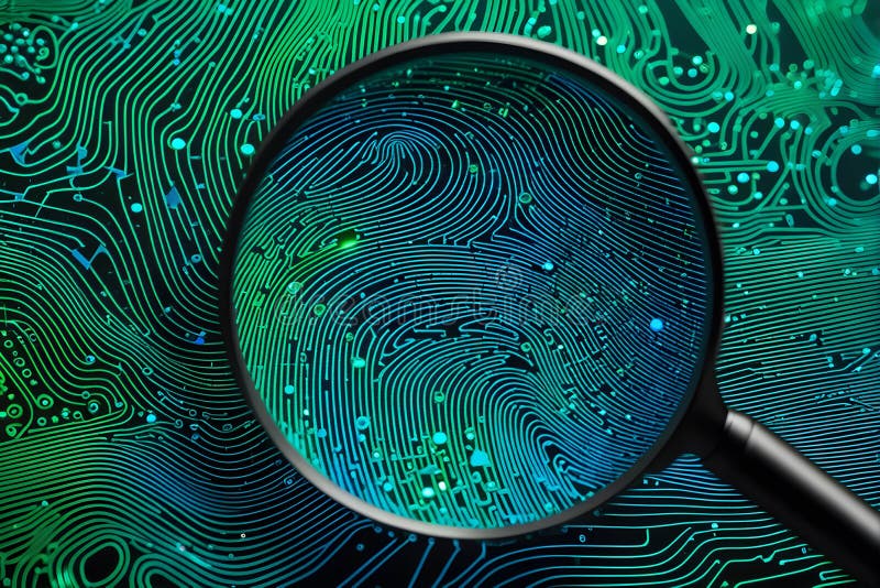 Fingerprint Under a Magnifying Glass during Identification Process ...