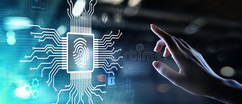 Fingerprint Unlock Cyber Security Data Protection Concept on Virtual ...