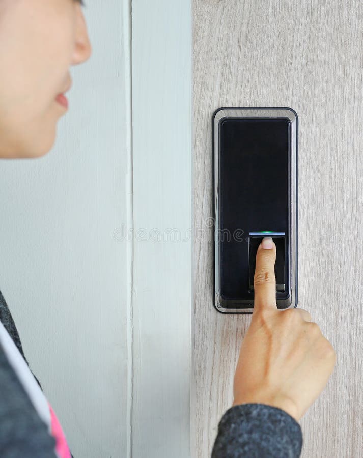 Fingerprint Used As an Identification Method on a Door Lock. Digital ...