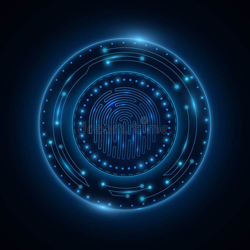 Fingerprint Verification with Glowing Sci-fi HUD for User Interface ...