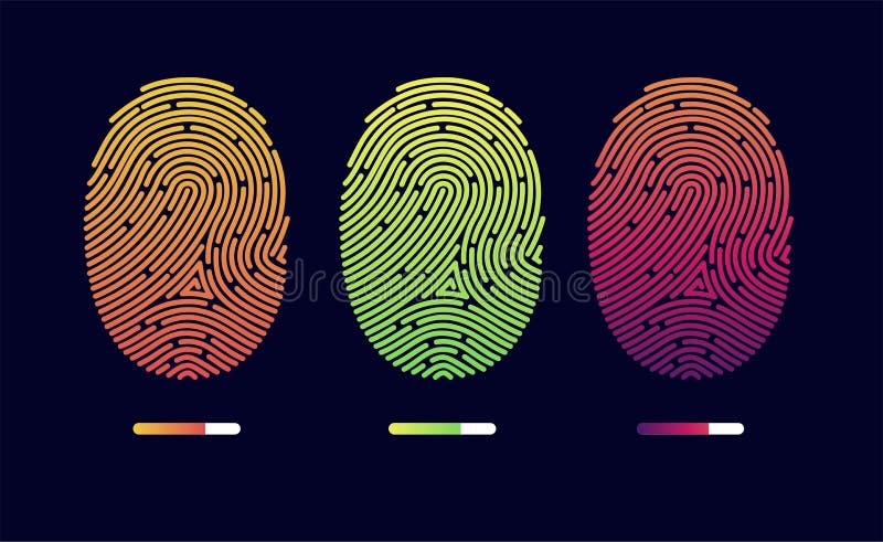 Fingerprints of Different Colors Stock Vector - Illustration of mark ...