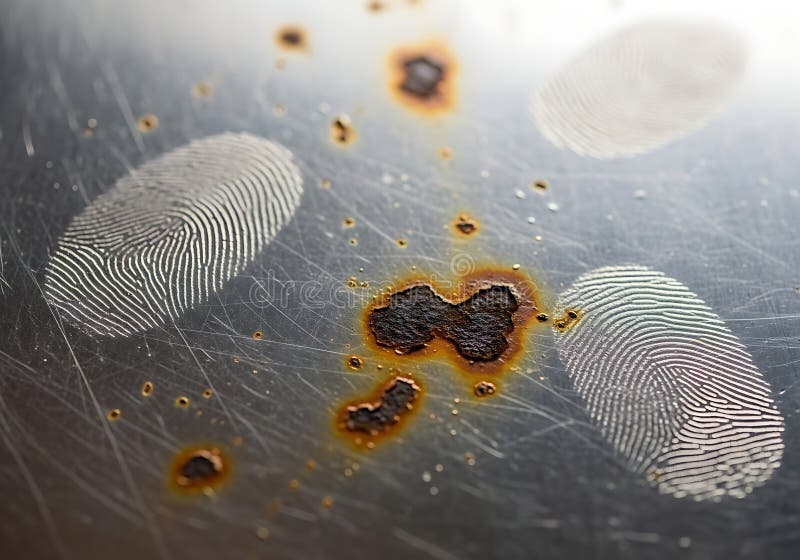 Fingerprints and Rust Texture Crime Scene Evidence, Macro Stock ...