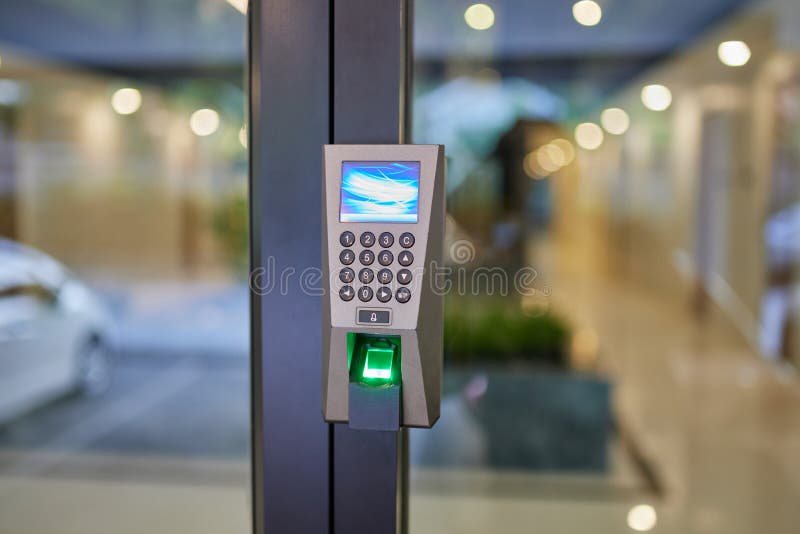 Fingerprints Scanner Machine To Access Door Security Stock Photo ...