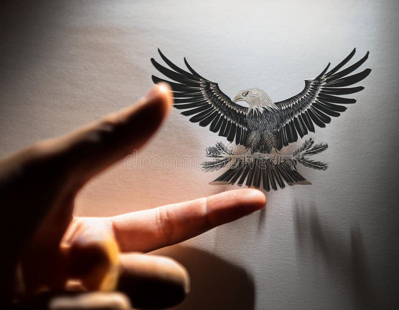 Fingers Casting a Shadow Puppet of an Eagle, Showing Creativity and the ...