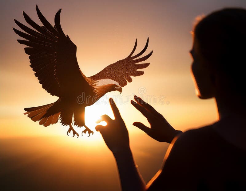 Fingers Casting a Shadow Puppet of an Eagle, Showing Creativity and the ...