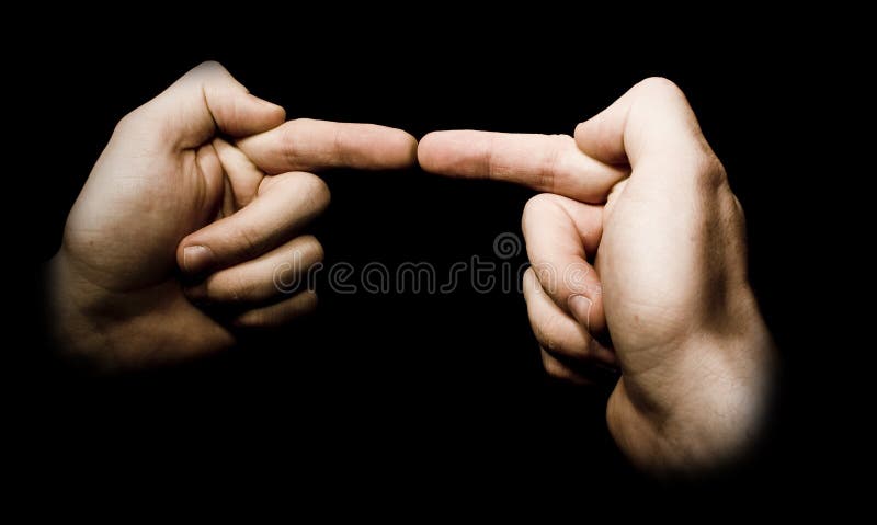 Two Fingers Pointed Making Connection Stock Image - Image of hand ...