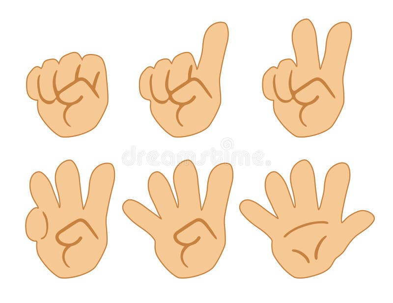 Six Fingers Counting Icon for Education. Hands with Fingers Stock ...