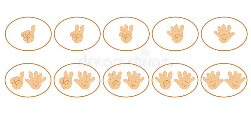 Fingers Counting Icon Set for Education. Hands with Fingers Stock ...
