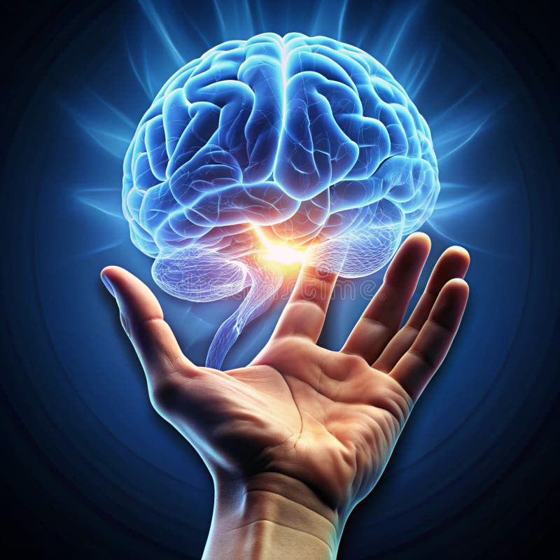 Fingers Delicately Touching the Brain Stock Illustration - Illustration ...