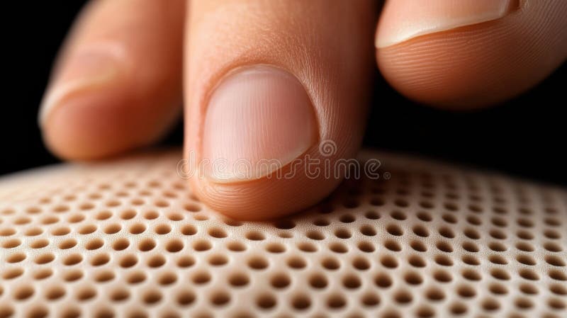 Fingers Gently Touch a Textured Surface with Small Circular ...