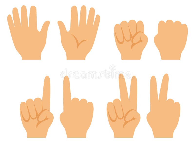 Fingers Gestures Set. Human Hand Front and Back View Stock Vector ...