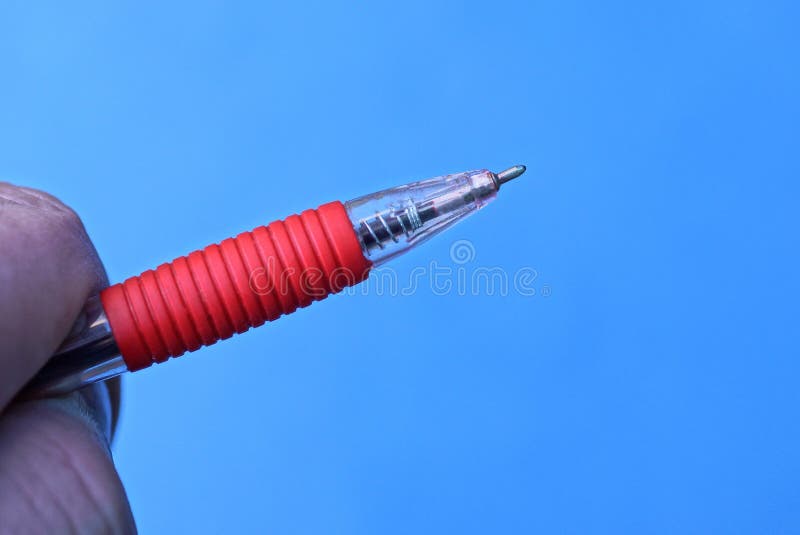 Fingers Hold Red Plastic Pen Stock Image Image Of Skin Accessory