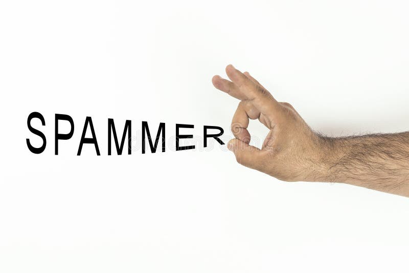 Fingers Kicking Spammer Word on the Whiteboard Stock Photo - Image of ...