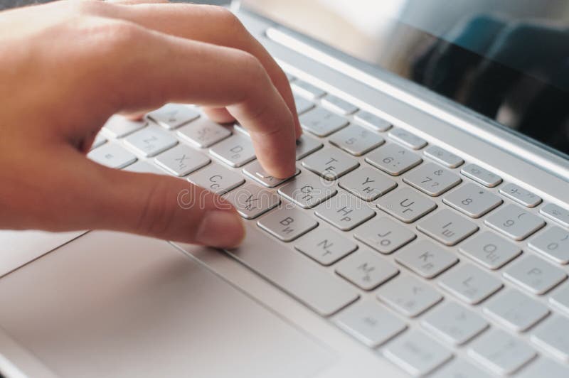 Fingers on the Laptop Buttons Stock Photo - Image of people, white ...