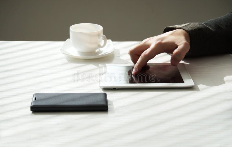 Fingers on the Laptop Screen Stock Photo - Image of device, display ...
