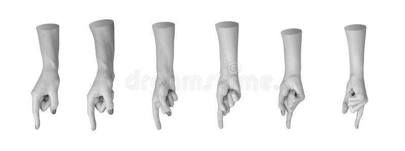Fingers Pointing Down, Hand Gestures with Pointers, Set Isolated on ...